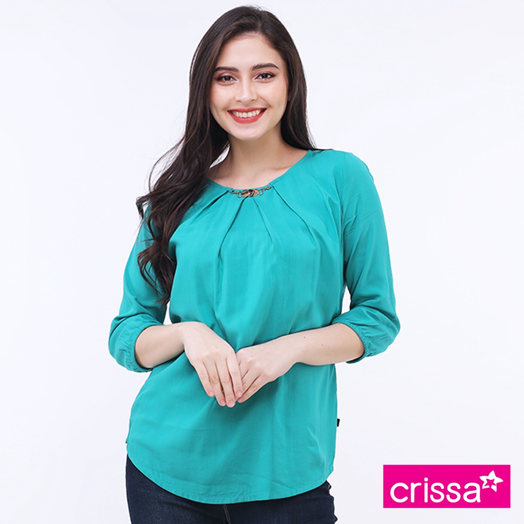 CRISSA Woven Plain Rayon 3/4 CLT18-0828 (Teal) | Shopee Philippines