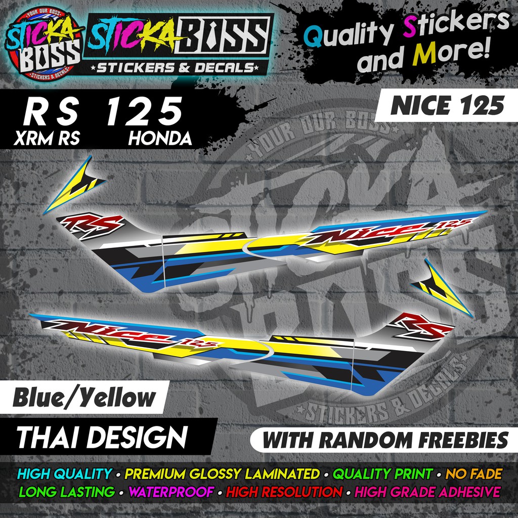 Nice 125 / Rs 125 Decal - BLUE/YELLOW (Thai Design)【PREMIUM GLOSSY ...