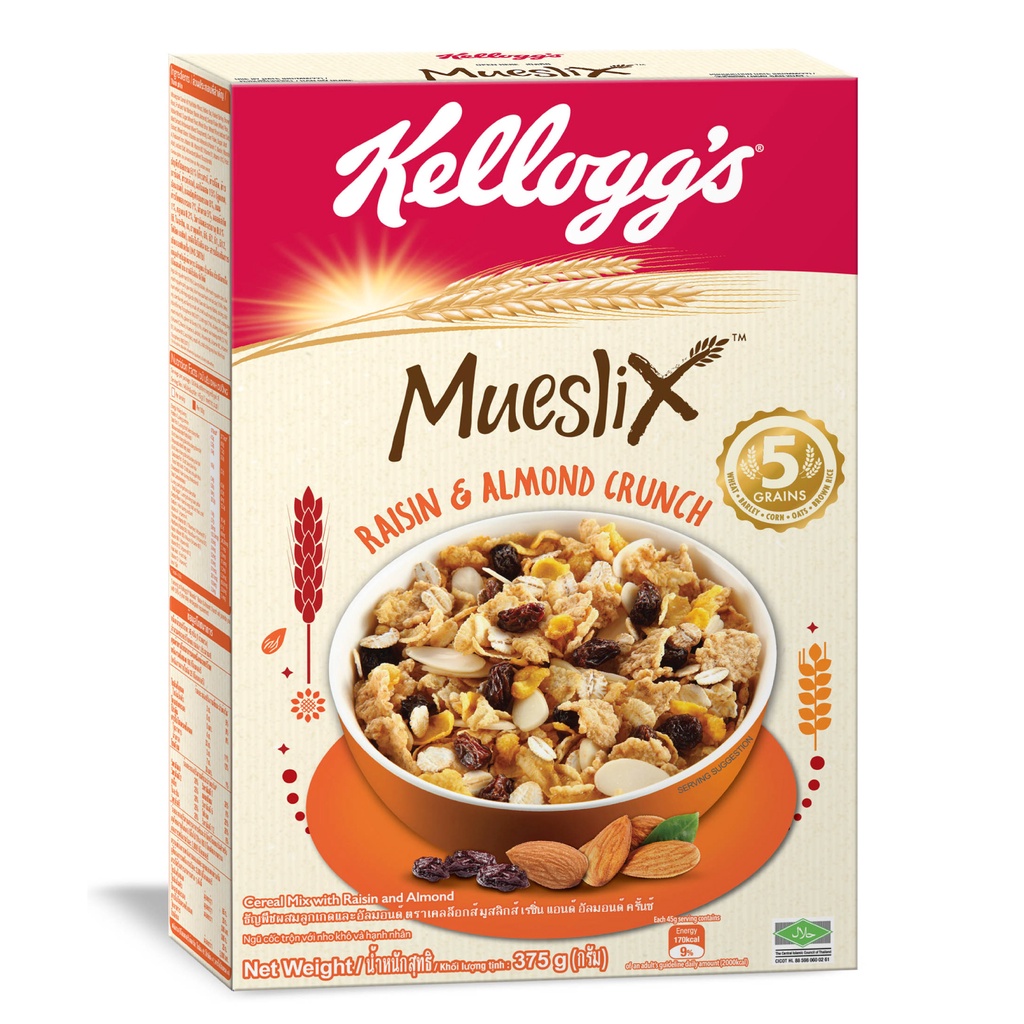 Kellogg's Mueslix Raisin and Almonds Healthy Breakfast Cereal 1 Box ...
