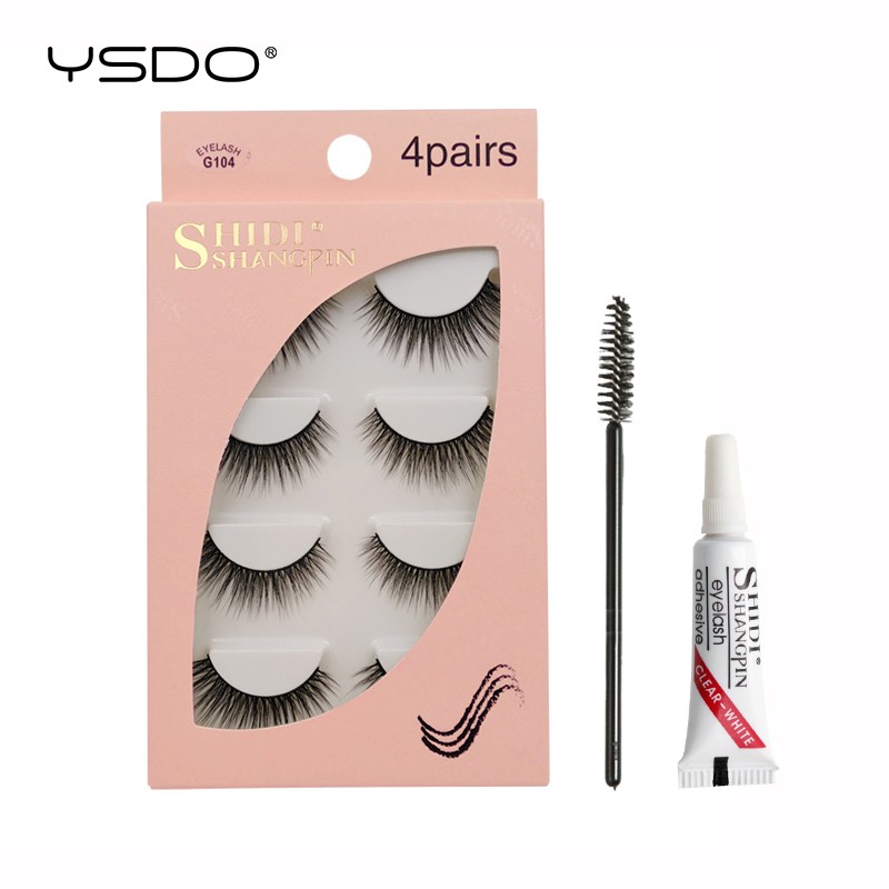 YSDO 4Pairs False Eyelashes Natural Fake Eyelash Set with Glue and ...