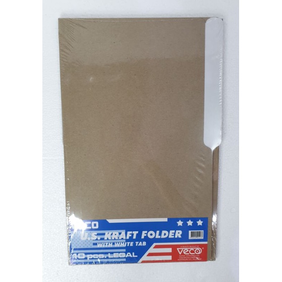 Veco U.S.Kraft Folder with White Tab 10 Pieces | Shopee Philippines