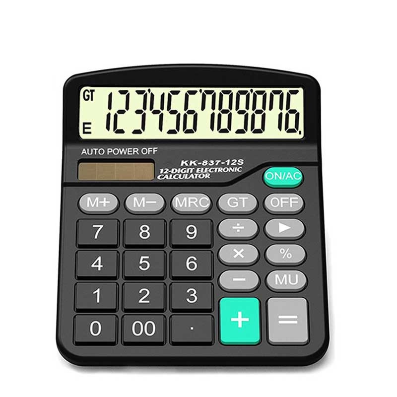 KK-837-12S Solar Electronic Calculator 12-Digit Big Button with LCD Display Desktop Home ...