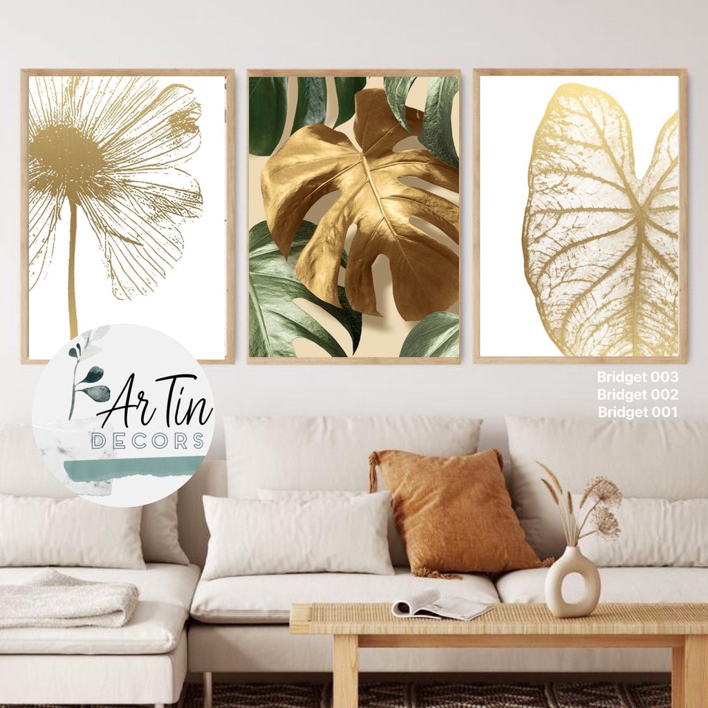 Gold Leaves Boho Geometric Wall Art Frame / Gold Decor / Room Decor ...