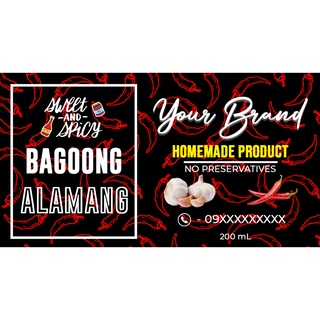 SWEET 'N SPICY BAGOONG ALAMANG Sticker Label for Your Business ...