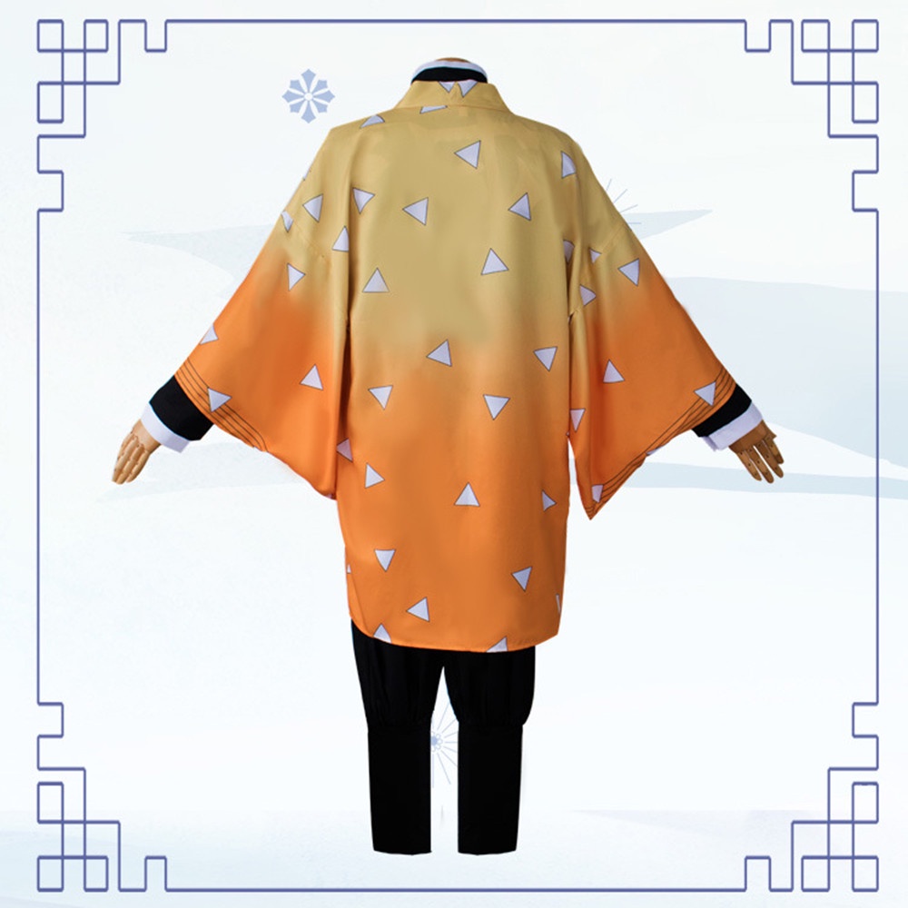 Adult Kids Anime Demon Slayer Cosplay Costume Agatsuma Zenitsu Kimetsu ...