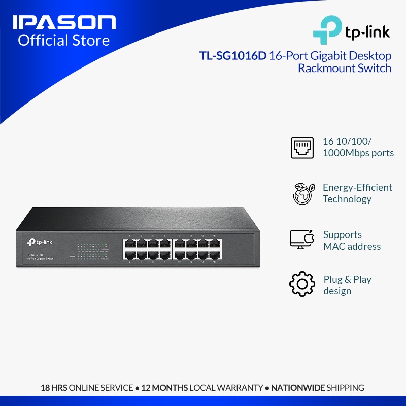 TP-Link 16-port 10/100/1000M gigabit switch, 13" TL-SG1016D | Shopee ...