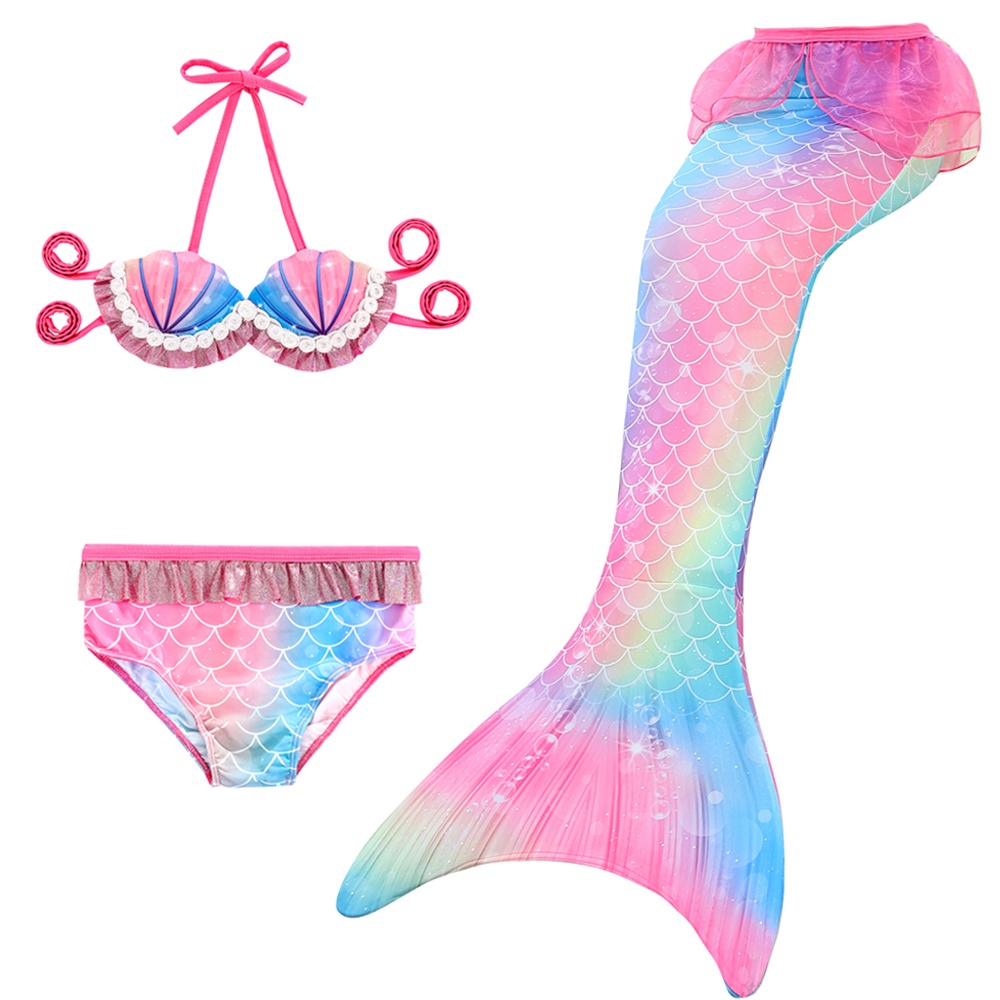 Mermaid Swimsuit Cosplay Girls Birthday Party Princess Gift Princess ...