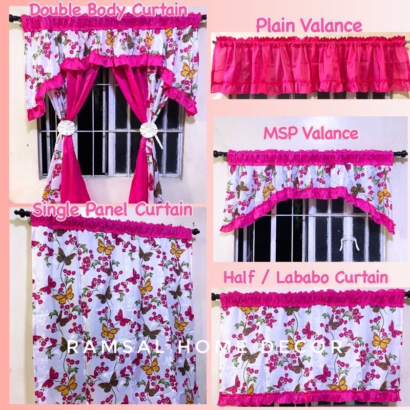 Mariposa Pink Curtain Set ( Lababo Curtain, Valance Curtain, Door ...