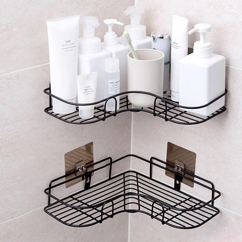 Bathroom Corner Storage Rack Kitchen Rack traceless Wall-mounted ...