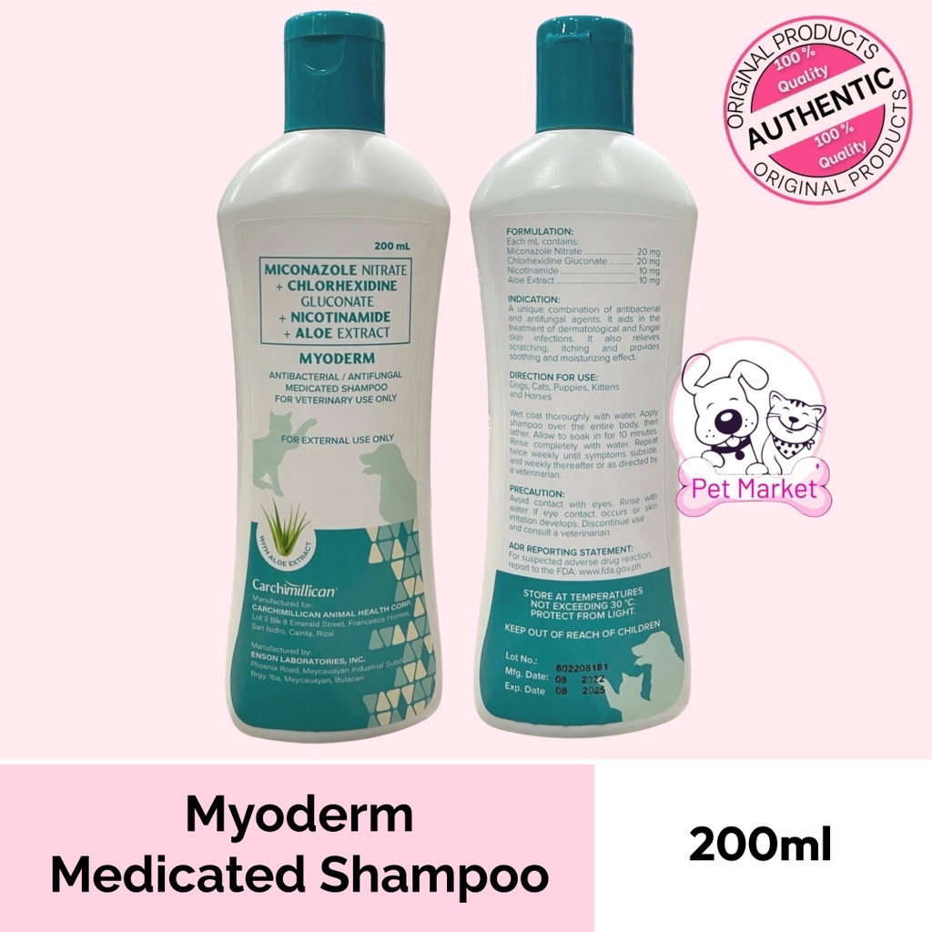MYODERM ANTIBACTERIAL/ANTIFUNGAL MEDICATED SHAMPOO 200ML | Shopee ...