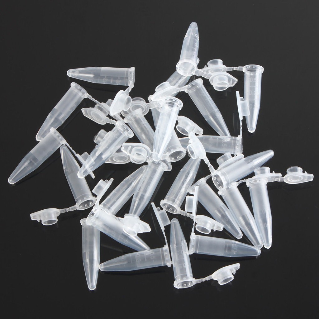 100PCS 0.5ml Lab Clear Micro Plastic Test Tube Centrifuge Vial Snap Cap ...