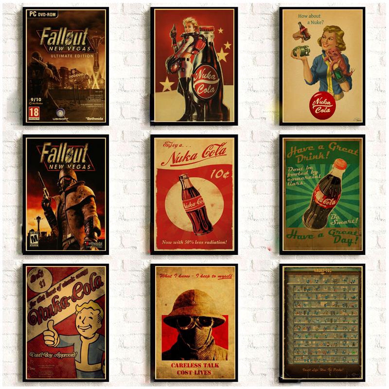 Vintage Fallout 3 4 Game retro posters home decor kraft classic wall ...