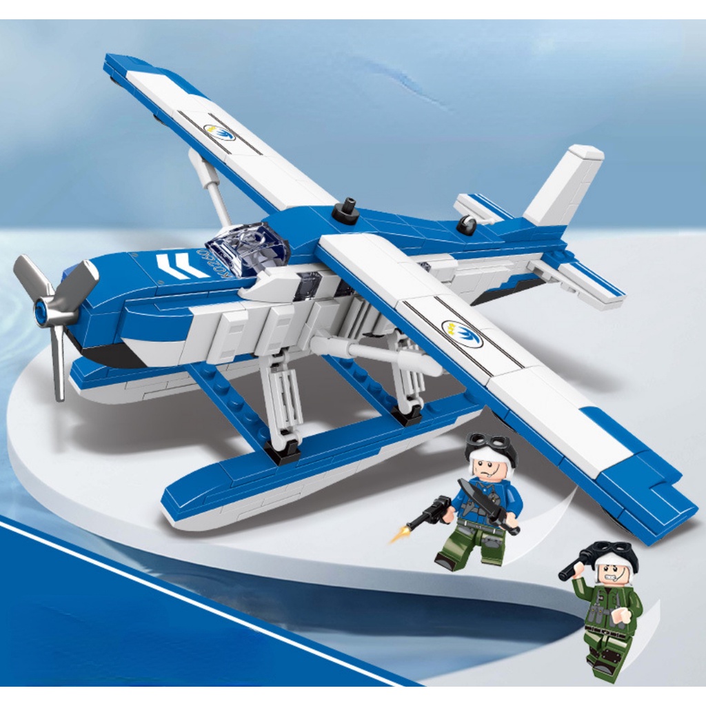 401PCS MOC WW2 Float Seaplane Aircraft Figure Model Toy Building Block ...