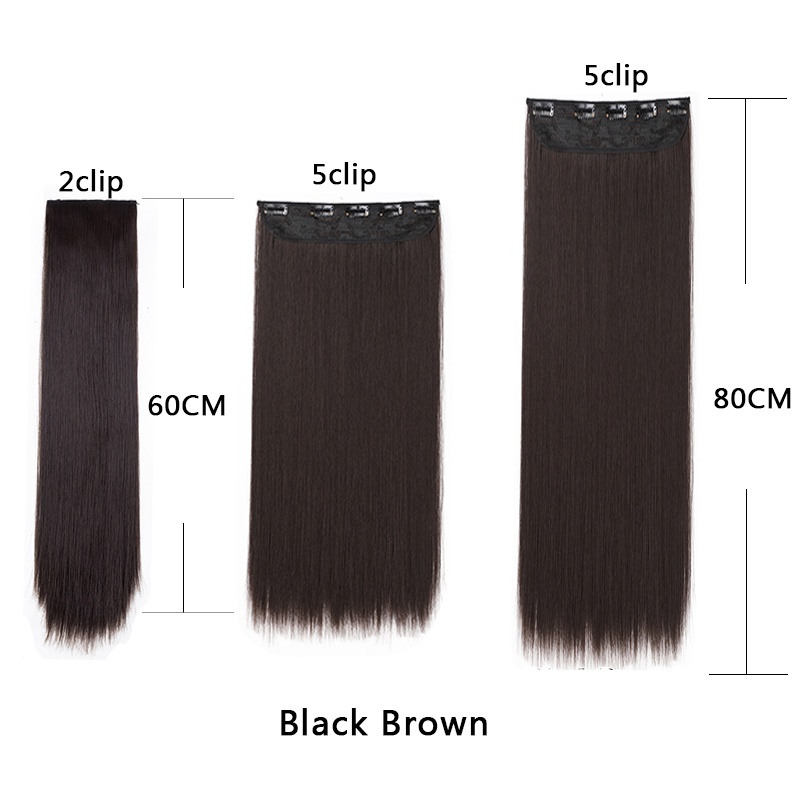 32inch Super Long Straight Hairpiece Invisible Natural Synthetic 5 Clip ...