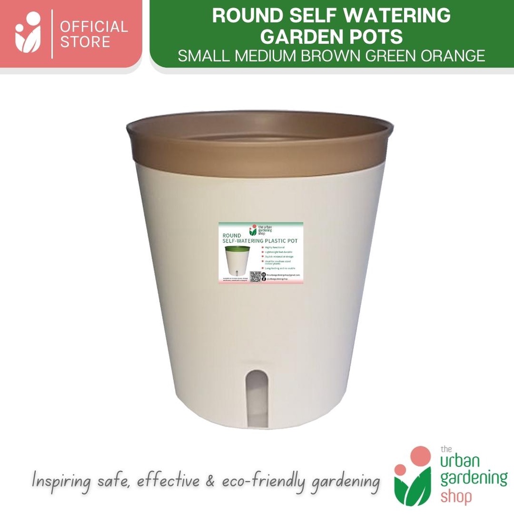 THE URBAN GARDENING SHOP Round Self Watering Garden Pot for Indoor ...