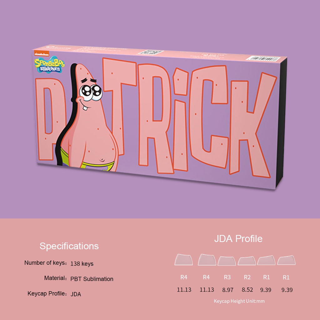 Akko Patrick / SpongeBob Keycap Set with 138-key, JDA Profile Dye-sub ...