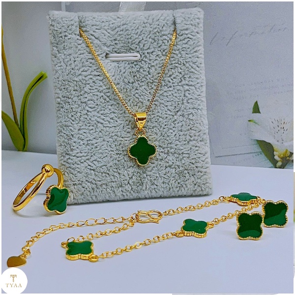 TYAA Jewelry Bangkok Gold 24K Plated Mini VCA Four Leaf Ladies Jewelry ...