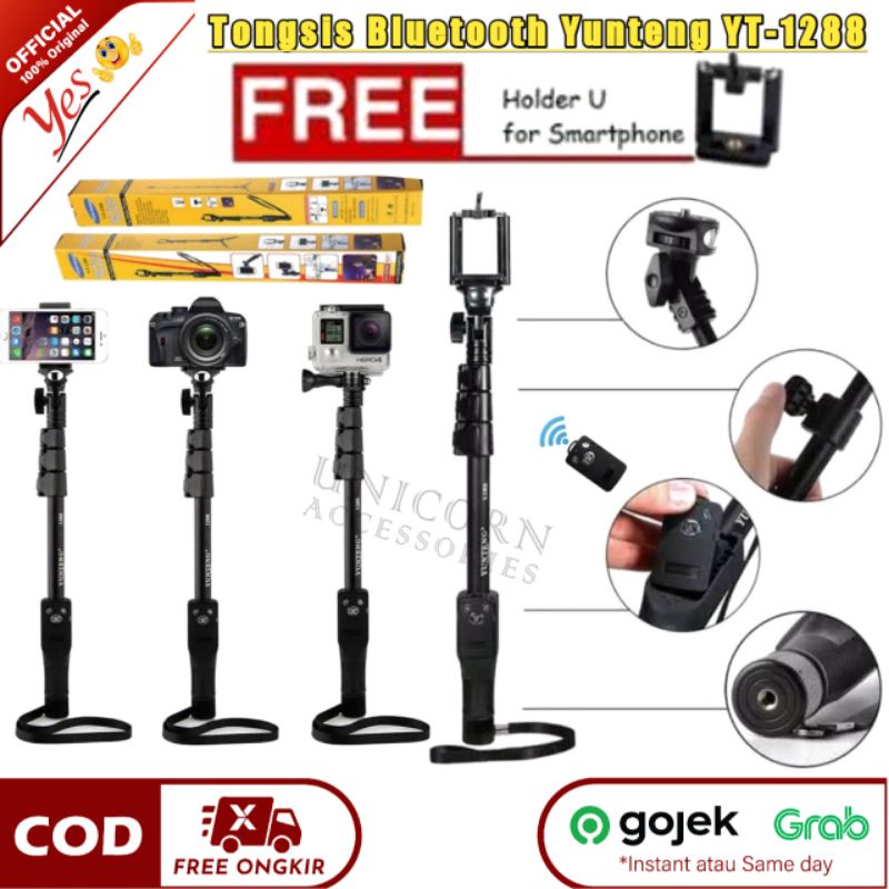 Yunteng YT 1288 1188 808 Stick Bluetooth Wireless Remote Selfie Tripod ...