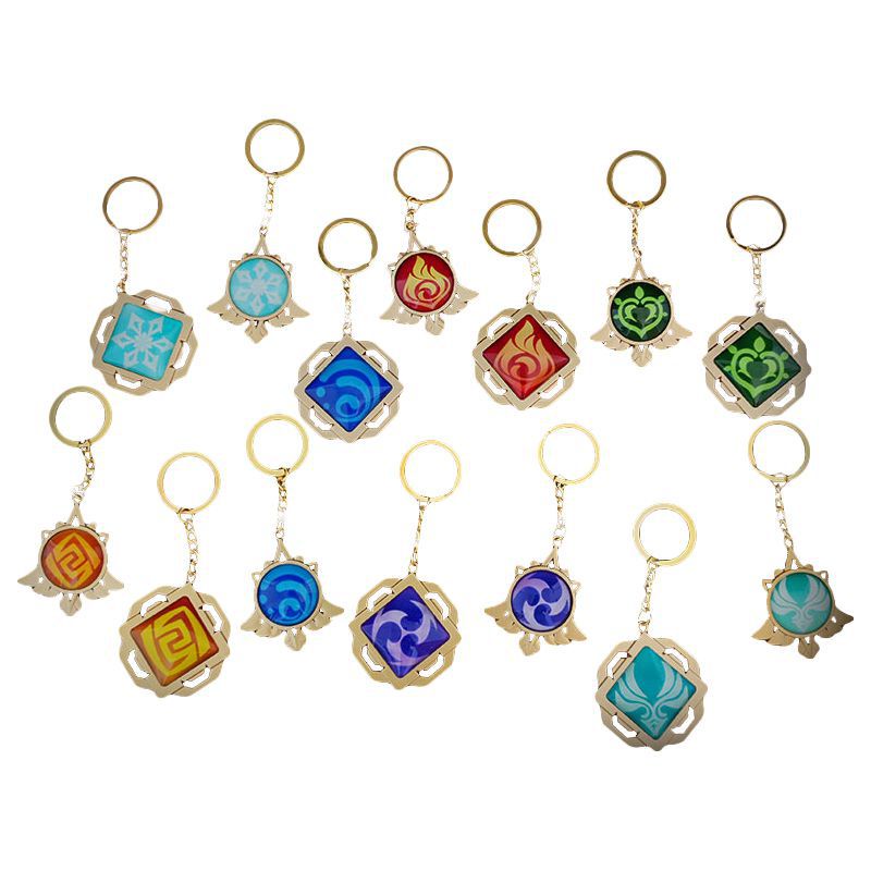 Genshin Impact Seven Elements Keychain Geo Anemo Electro Dendro Hydro ...