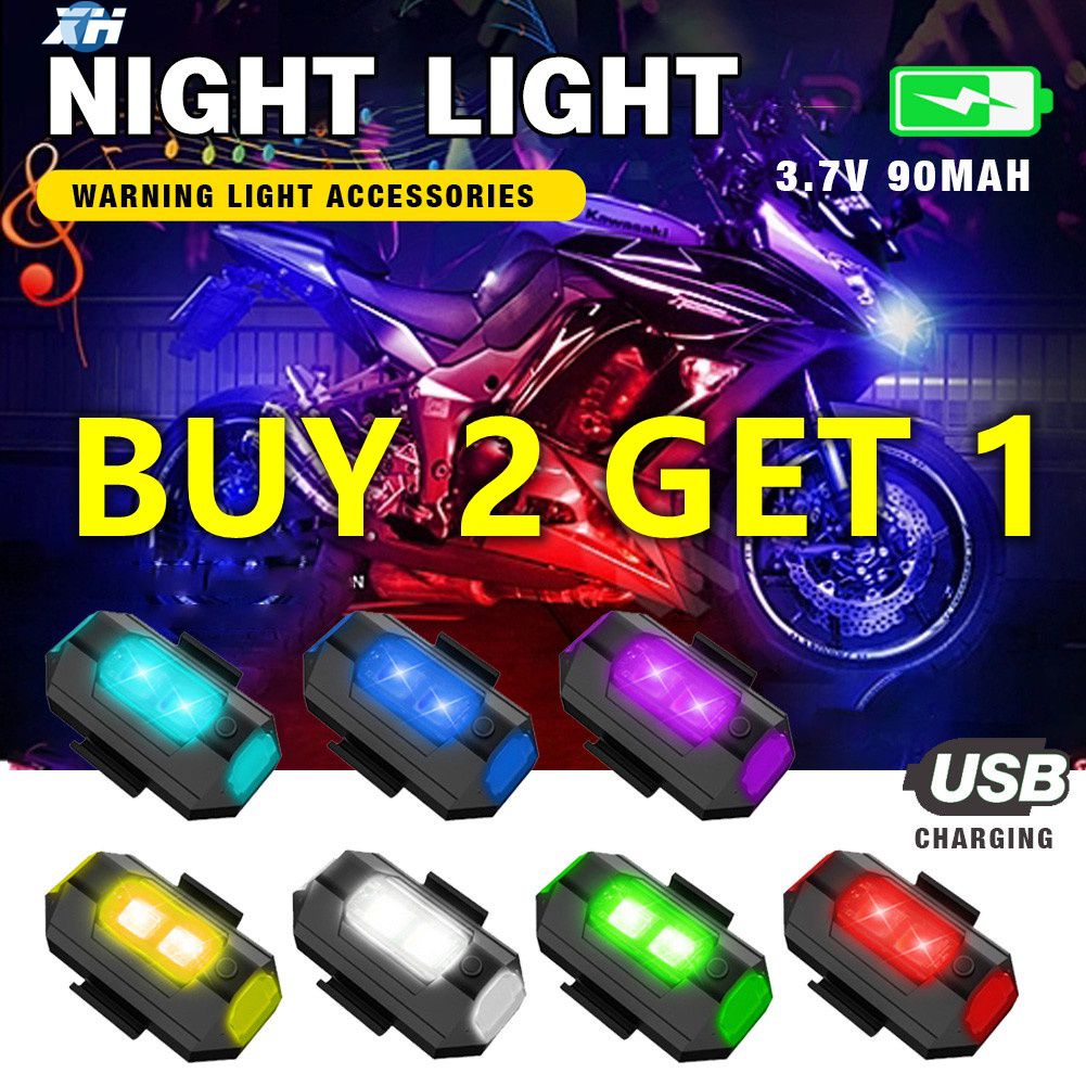 3/4/7 Color Upgrade Magnetic Rechargeable Flashing LED Motorcycle Bicycle Night Lights Modified ...