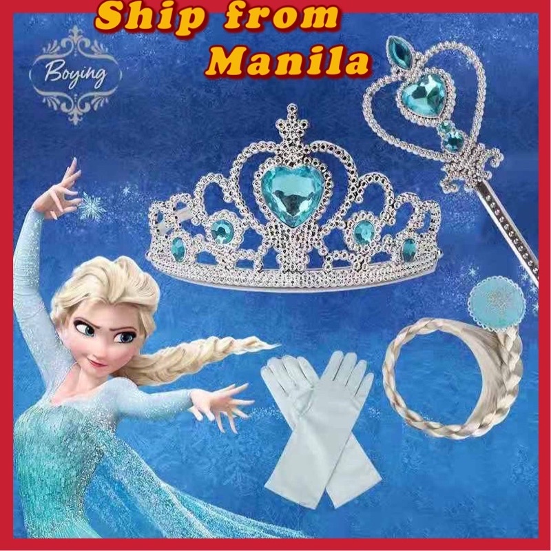 Ready Stock Frozen Wand and Crown Set Elsa Anna Wig and Gloves Set ...