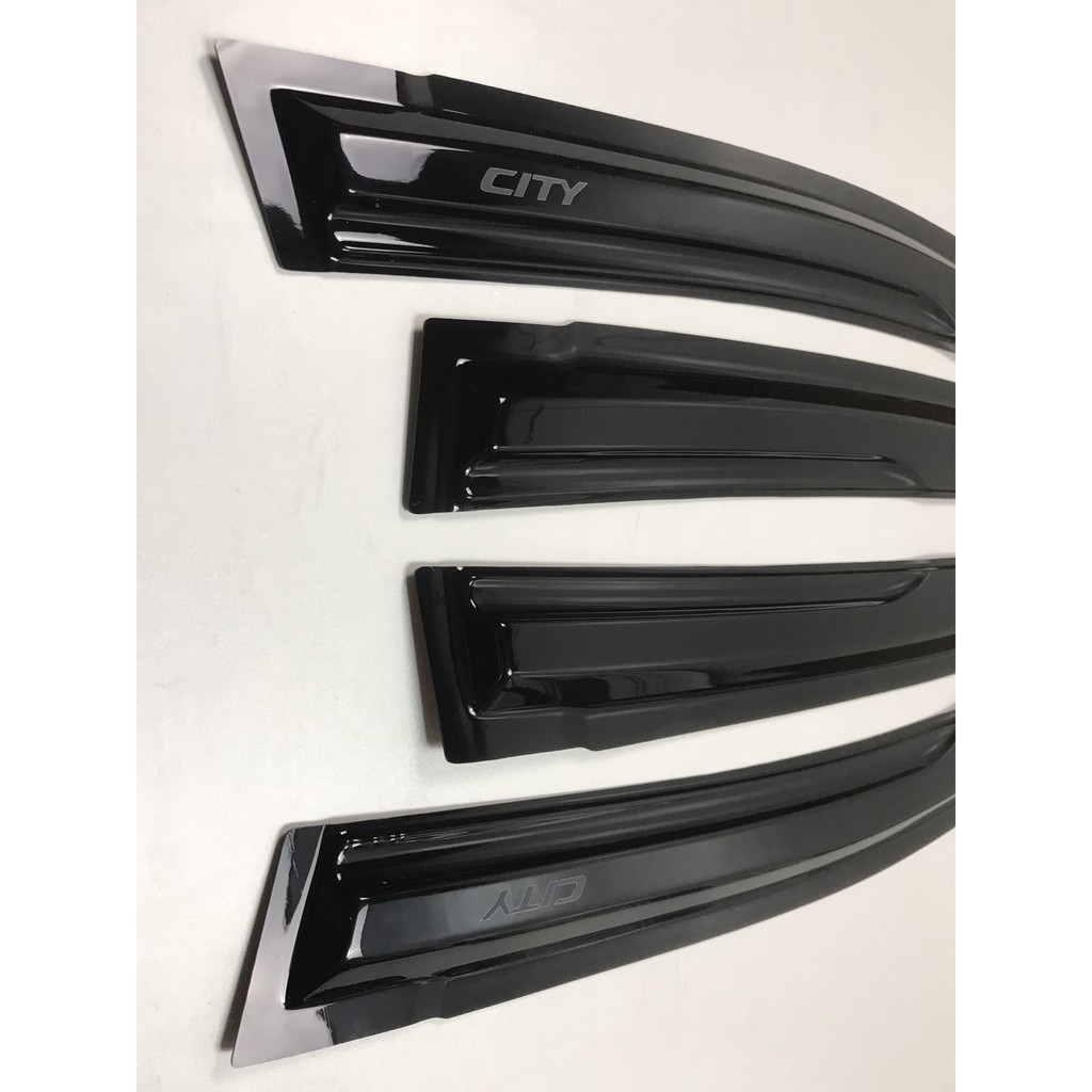 Rain Visor Guard Deflector Honda City 2009 2010 2011 2012 2013 MUGEN Curve Deep Black Sturdy OEM ...