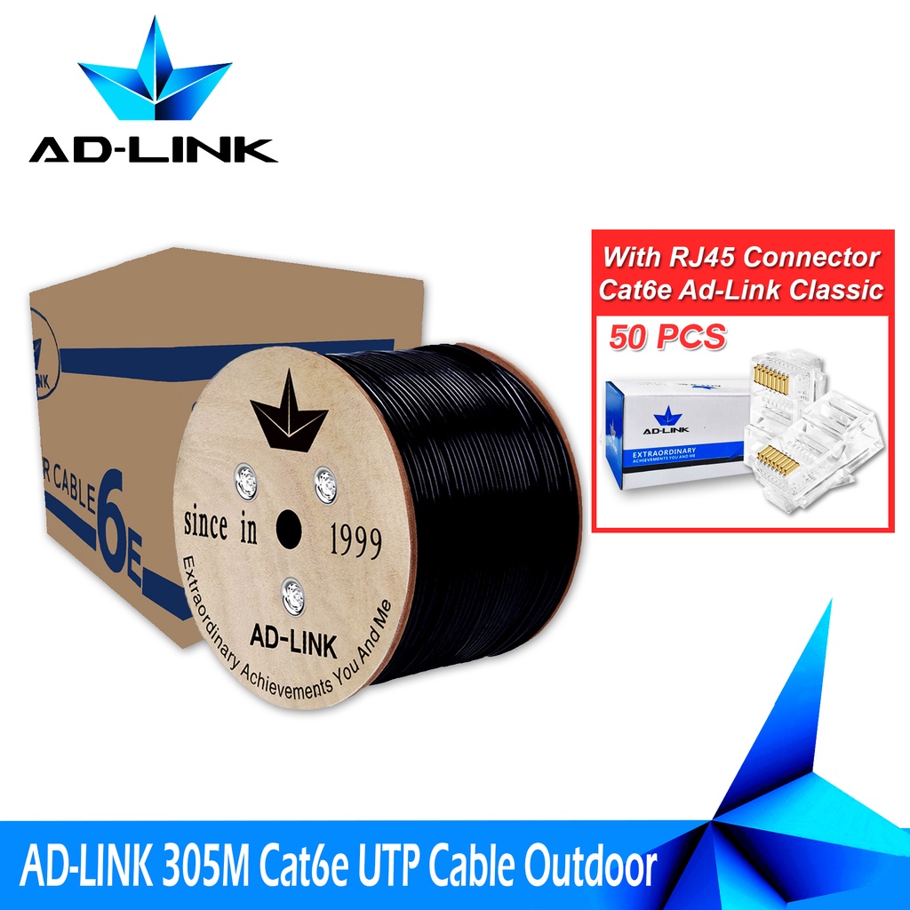 Ad-Link 305M Cat6e UTP Cable Outdoor CCA With 50pcs Ad-Link Rj45 ...