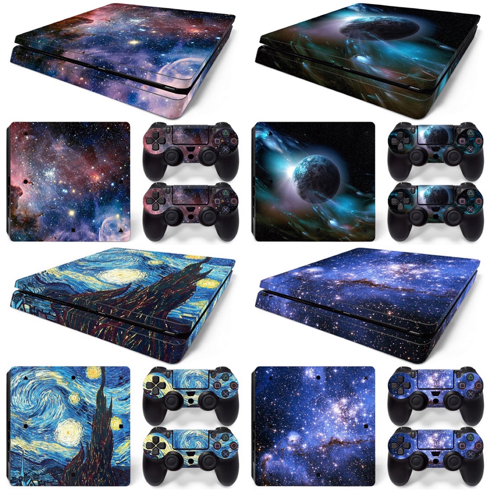 Sky Design For PS4 Slim Console and Controllers Stickers For Ps4 Slim ...