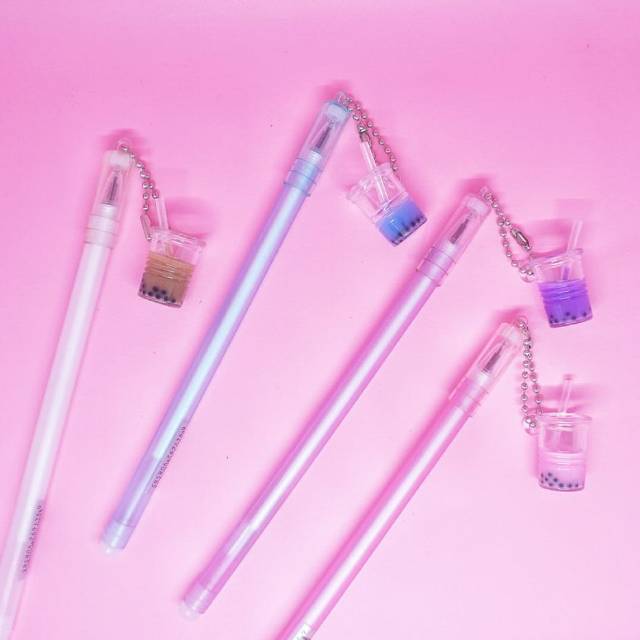A DOZEN BUBBLE TEA PENS CONTENTS 12 PCS GEL PEN CHARACTER BOBA MILK TEA ...