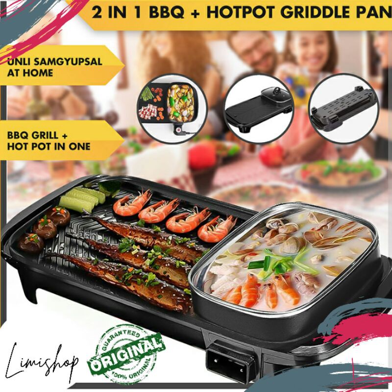 Happy time electric 2in1 grill pan (BBQ & Hotpot) | Shopee Philippines