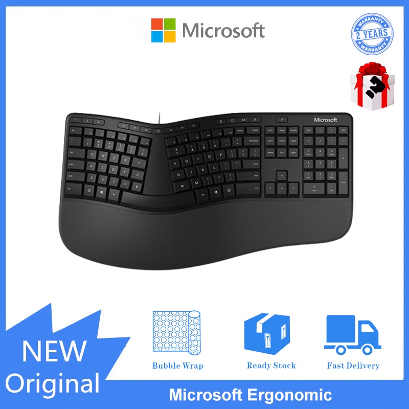 Microsoft ergonomic desktop keyboard wired home office | Shopee Philippines