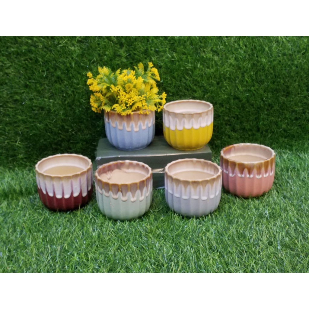 Round ceramic flower pot/vase glaze flower pot herbs cactus planters ...