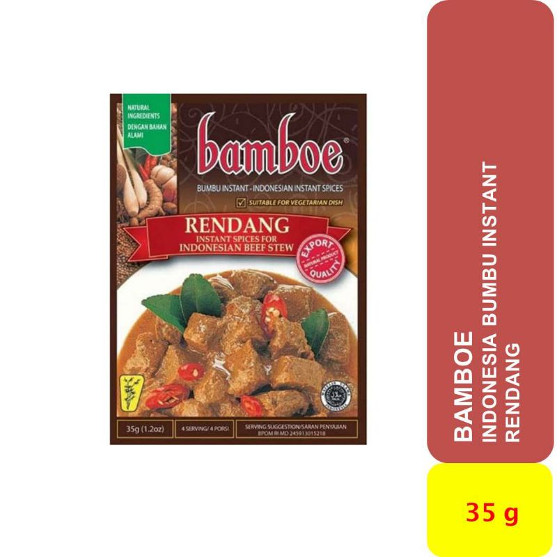 Indonesian Instant Rendang Seasoning, 35g sachet packaging, BAMBOE ...