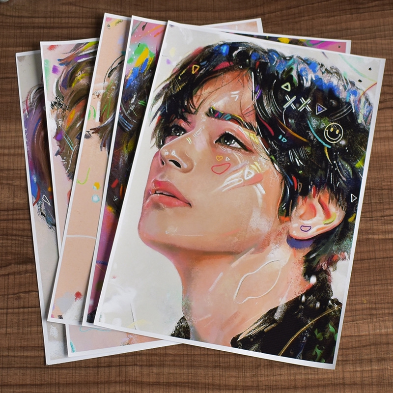 BTS Kildren Painting Calendar Album Oil Painting Poster sticker Obvious ...