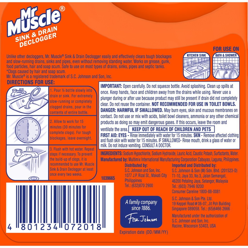 Mr. Muscle Sink & Drain Declogger 500 ml | Shopee Philippines