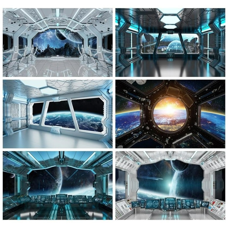 Birthday Backdrops Universe Space Capsule Spaceship Astronaut Baby ...