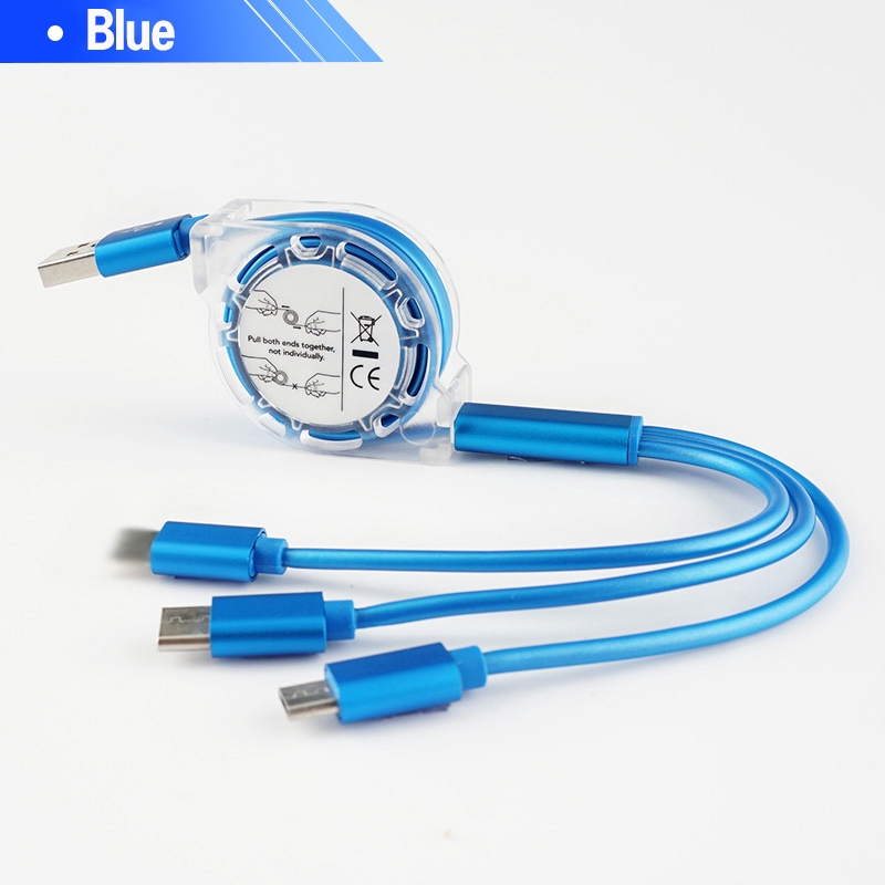 3 In 1 Retractable Micro USB Charge Cable Multi USB Charger Cable USB C Type-c Universal Cable ...