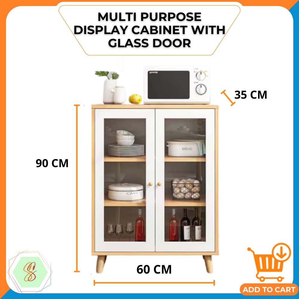Multifunctional Display Cabinet with Glass Door| Nordic Kitchen Display ...