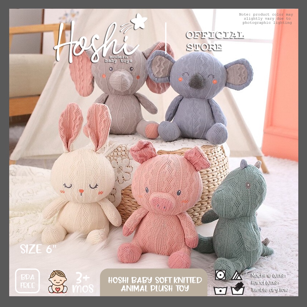 Hoshi Baby Super Soft Knitted Animal Plush Doll, 6" Height, Stuffed Toy ...