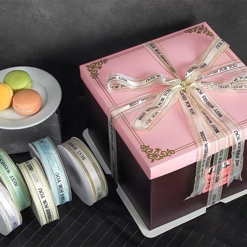 5M 2.5cm Packing Ribbon Cake Box Rope Gift Ribbon Birthday Best Wishes ...