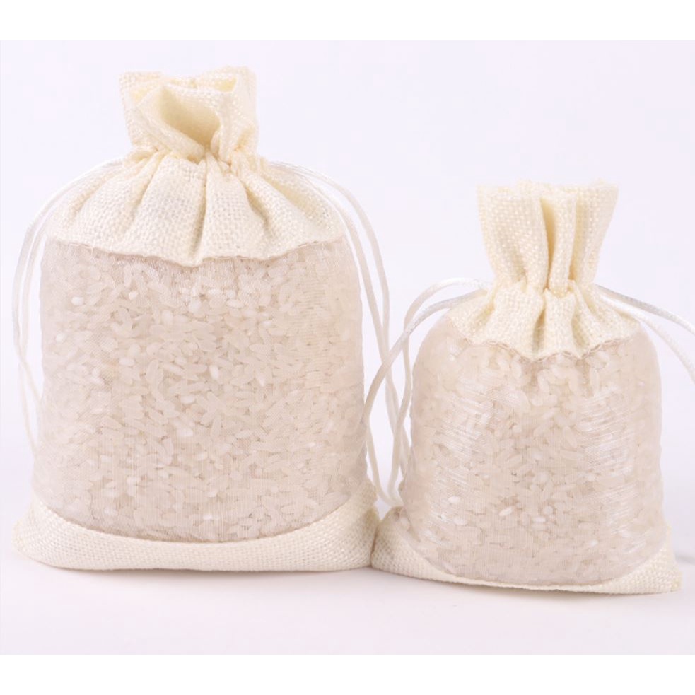 1pc Jute Bag with window drawstring Burlap linen drawstring Jute for ...