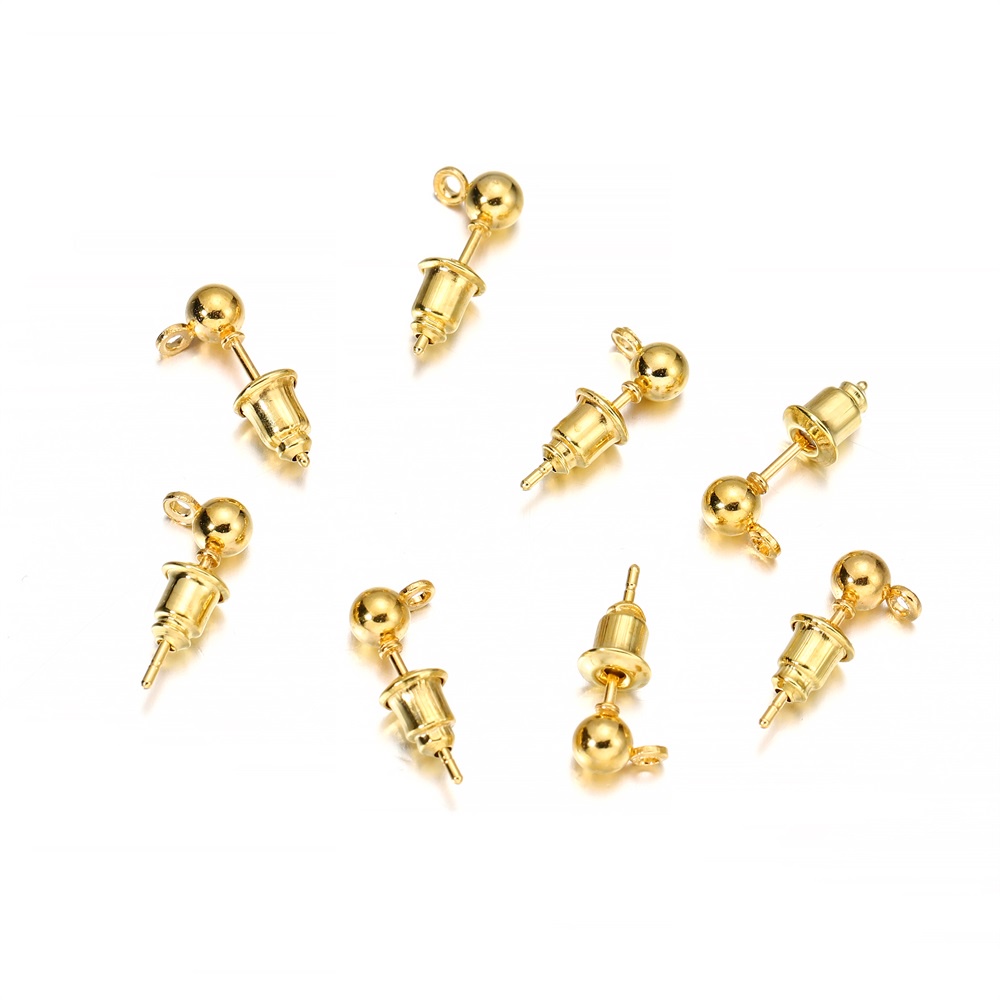 50 Pieces/Batch 3/4/5mm Silver Spherical Earplugs Basic Pin Plug ...
