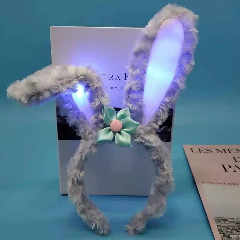 Furry Xingdailu headband with light rabbit ears headband plush luminous ...