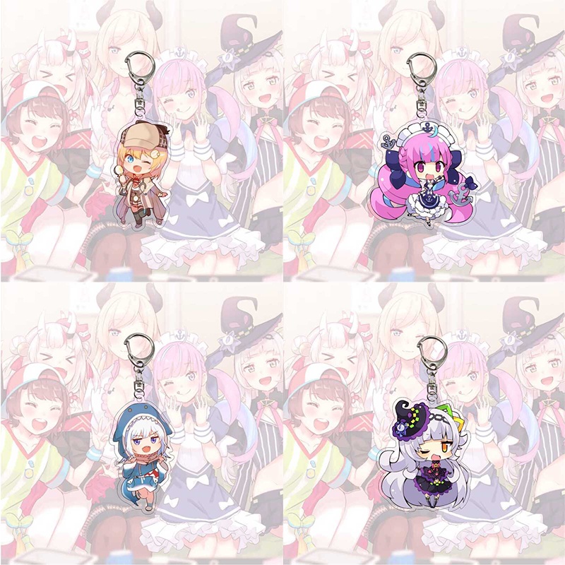 Charming Hololive Vtuber Keychain Accessory Showcasing Gawr Gura Mori ...