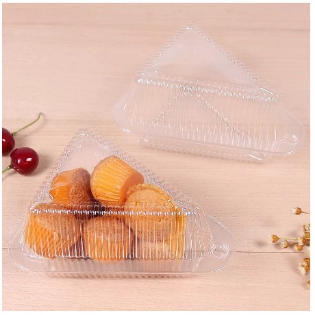 100pcs Clear Triangle Cake Box Sandwich with hinged Clamshell Cake ...