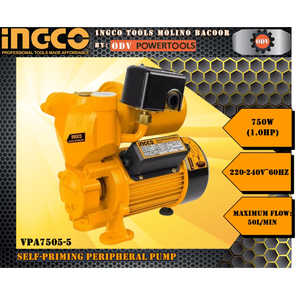 Ingco VPA7505-5 750W Self-Priming Peripheral Pump 1HP with FREEBIES ...