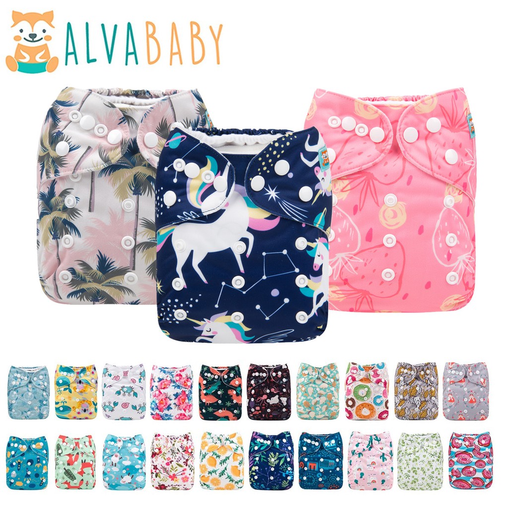 ALVA Baby Cloth Diapers Washable Reusable Pocket Nappy Diaper【No Insert ...