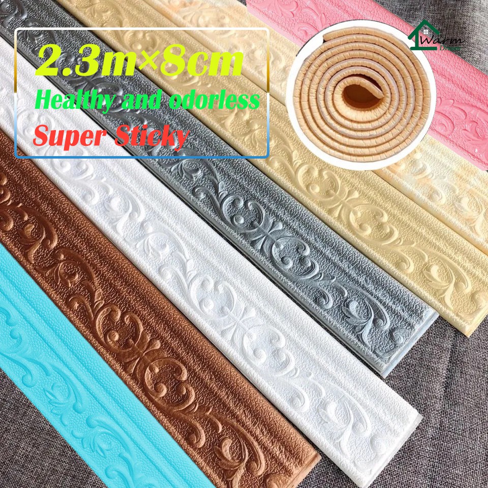 2.3m Wallpaper 3D Wall Skirting Wallpaper Border Waterproof Wall Border ...