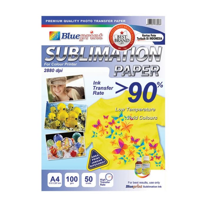 Blueprint Sublimation Paper A4 Sublime Paper 1 Pack contains 50 Pcs ...