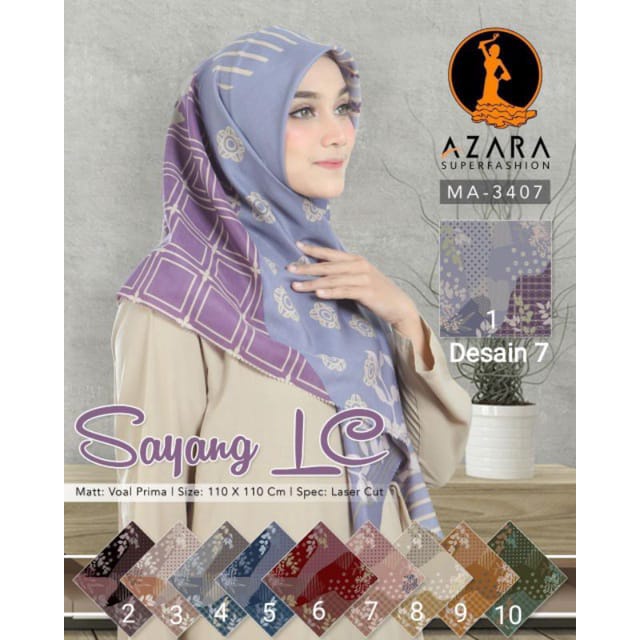 Azara Design Hijab Veil Design 07 Hijab Motif Quadrangle Material Voal ...